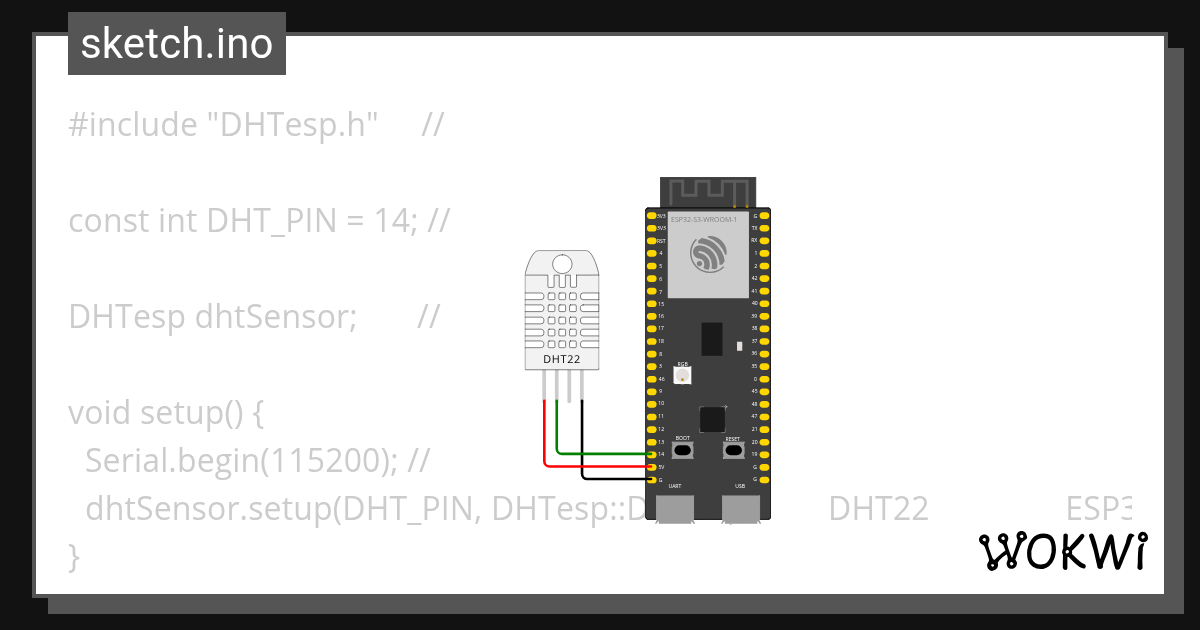 16.DHT22 - Wokwi ESP32, STM32, Arduino Simulator