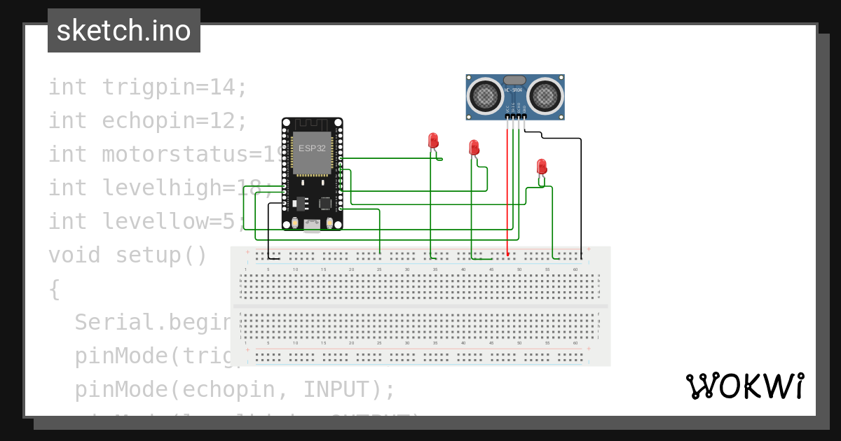 Water Level Controller Wokwi Esp32 Stm32 Arduino Simulator 0019