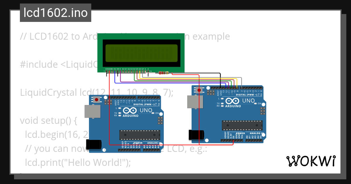 lcd1602.ino Copy - Wokwi ESP32, STM32, Arduino Simulator lcd1602.ino Copy - Wokwi ESP32, STM32, Arduino Simulator
