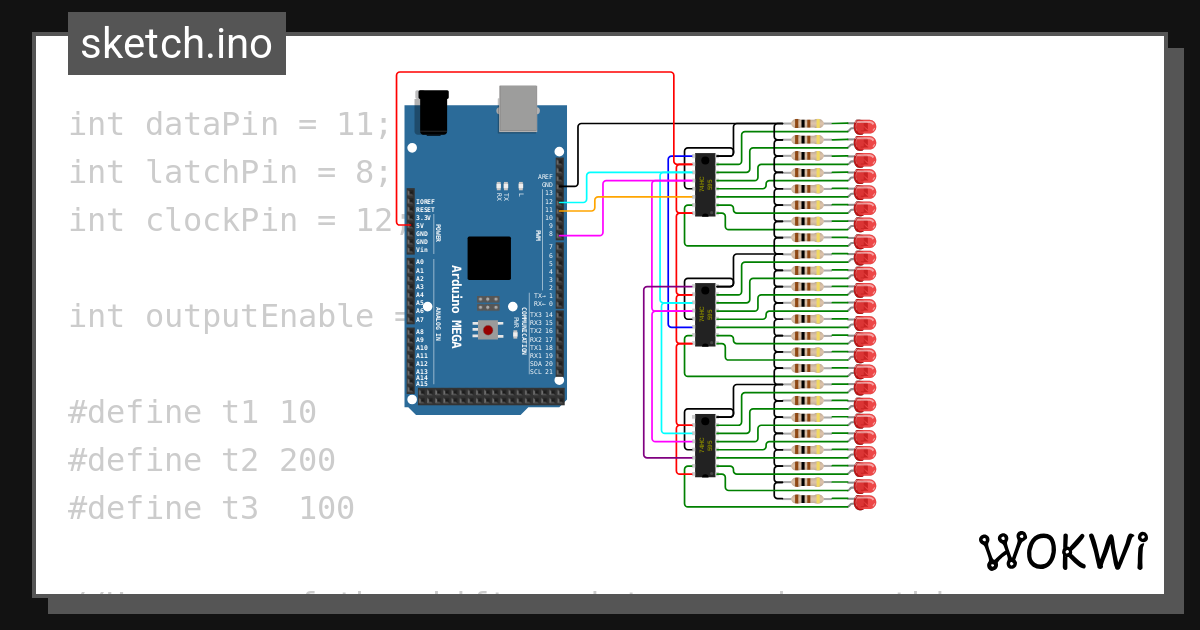 3x74595 Looplicht Wokwi Esp32 Stm32 Arduino Simulator 3661