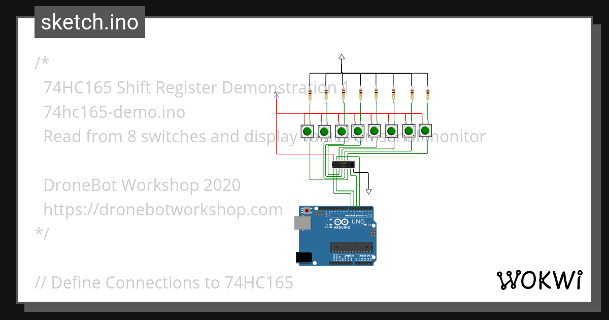 74hc165 Uno Wokwi Esp32 Stm32 Arduino Simulator