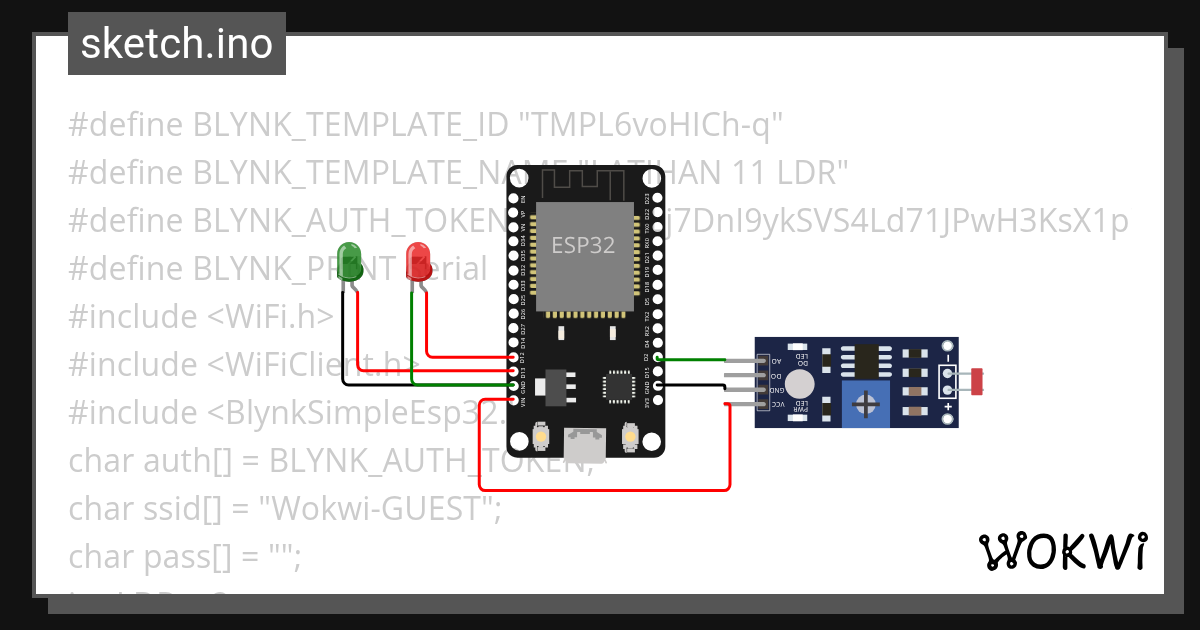 LATIHAN 11 LDR BISMILLAH - Wokwi ESP32, STM32, Arduino Simulator