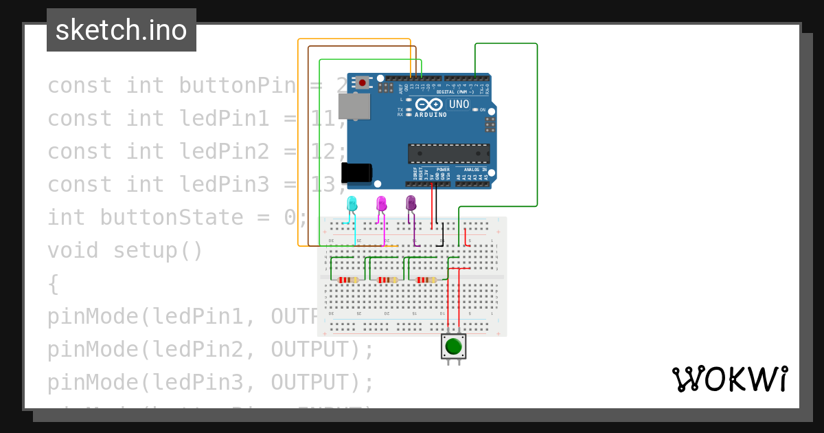 Multiple Led Controlled By Single Pushbutton Jimenez Wokwi Esp32 Stm32 Arduino Simulator 7126
