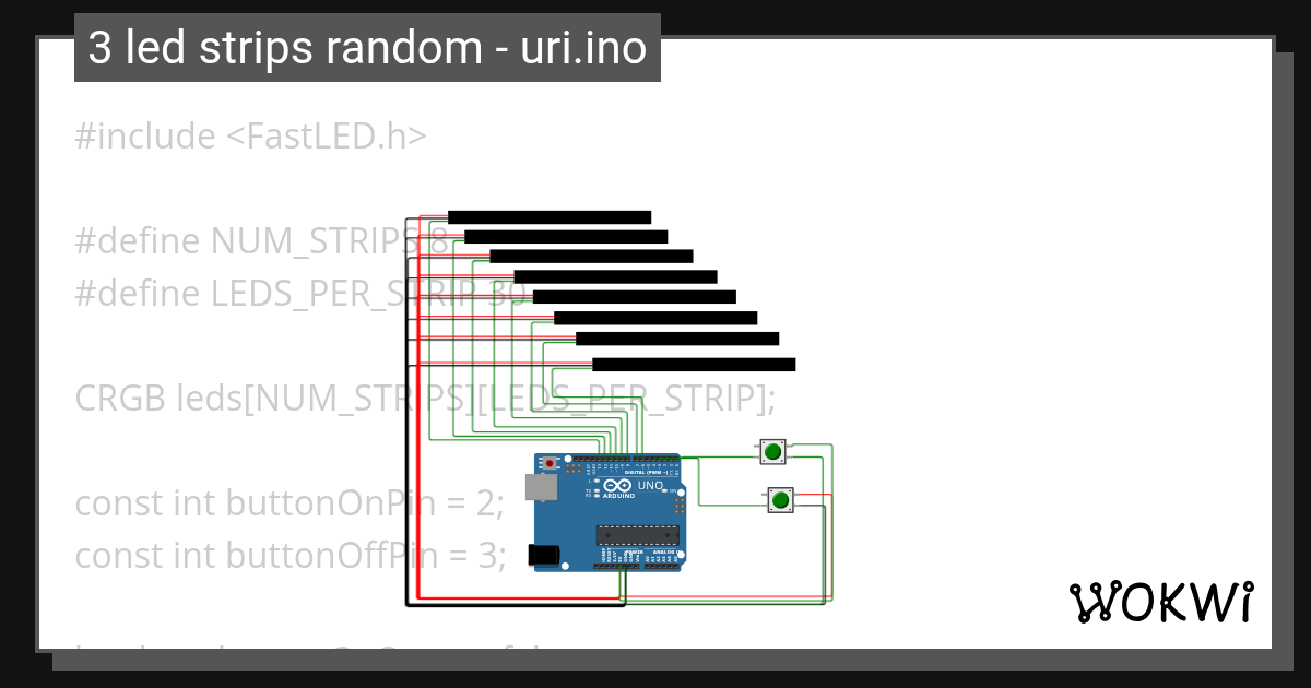 8 LED STRIPS - Wokwi ESP32, STM32, Arduino Simulator