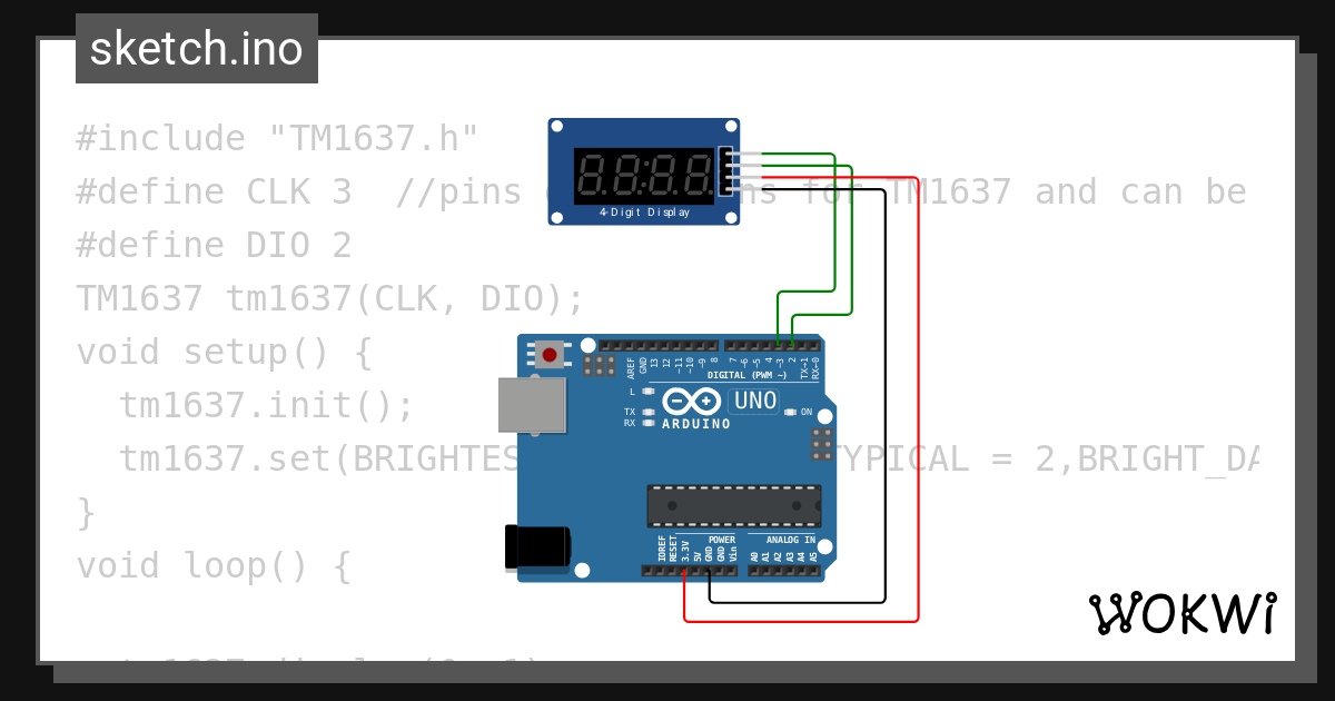 四位数码管 Wokwi Esp32 Stm32 Arduino Simulator 7338