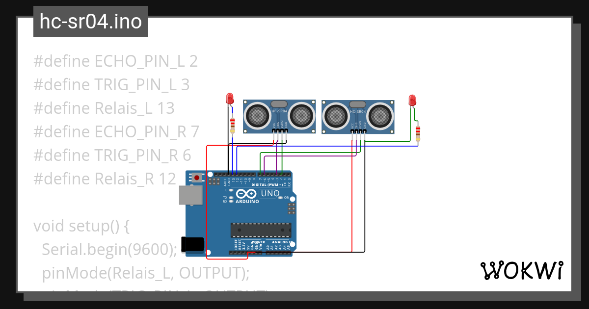 2xhc-sr04.ino - Wokwi ESP32, STM32, Arduino Simulator