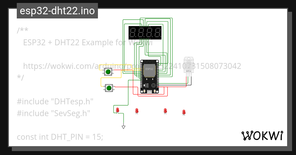 esp32-dht22 y display - Wokwi ESP32, STM32, Arduino Simulator