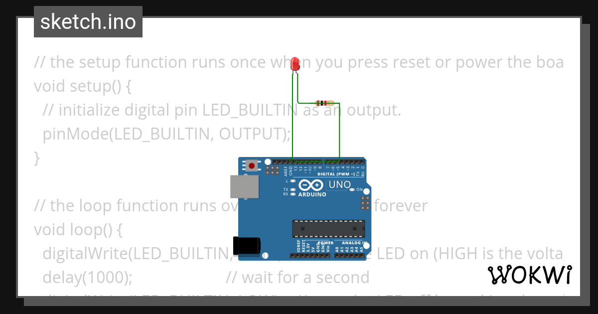 blink LED light - Wokwi ESP32, STM32, Arduino Simulator