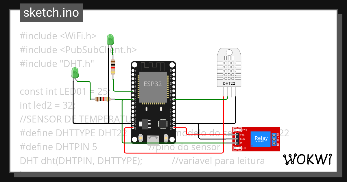 Esp32 - WIFI com protocolo MQTT - Wokwi ESP32, STM32, Arduino Simulator