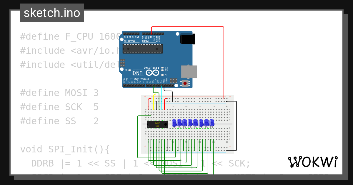 Spishiftreg8leds Wokwi Esp32 Stm32 Arduino Simulator