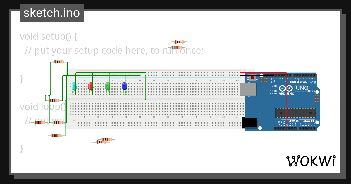 light 4 led'S - Wokwi ESP32, STM32, Arduino Simulator