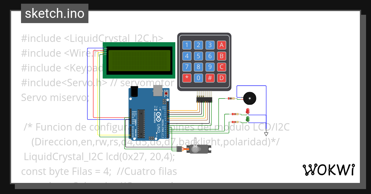 Ingreso por contaseña Buzzer, Lcd y Teclado matricial Copy Copy Copy - Wokwi ESP32, STM32 ...