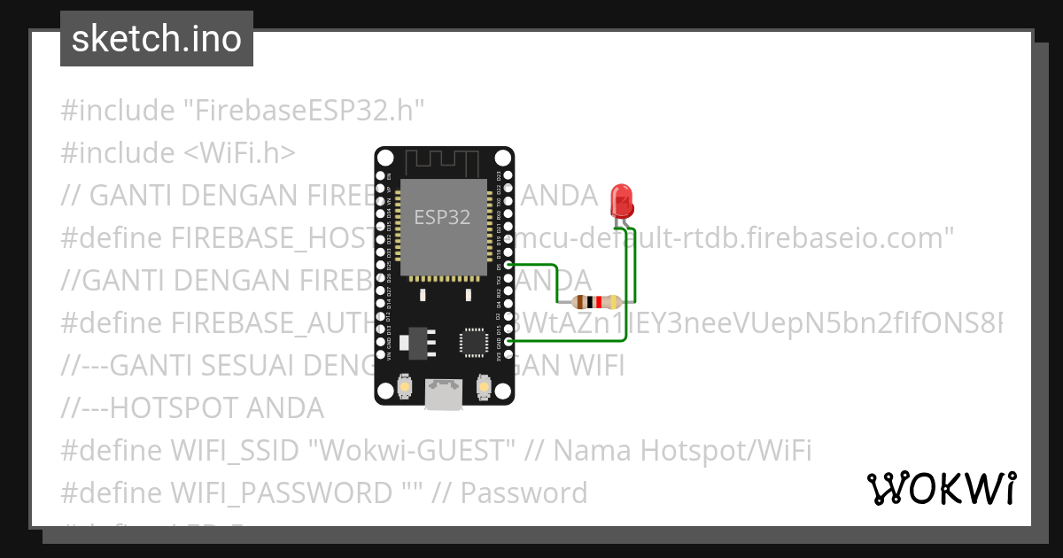MUFID_TUGAS 1 LED - Wokwi ESP32, STM32, Arduino Simulator