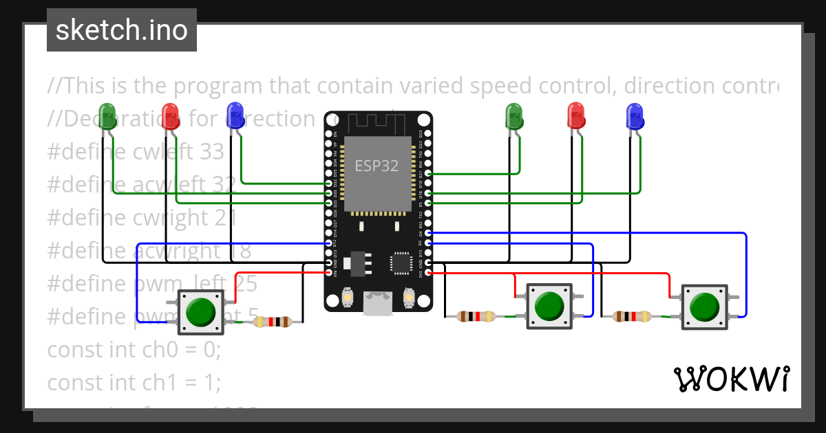 Direction control with varied speed - Wokwi ESP32, STM32, Arduino Simulator