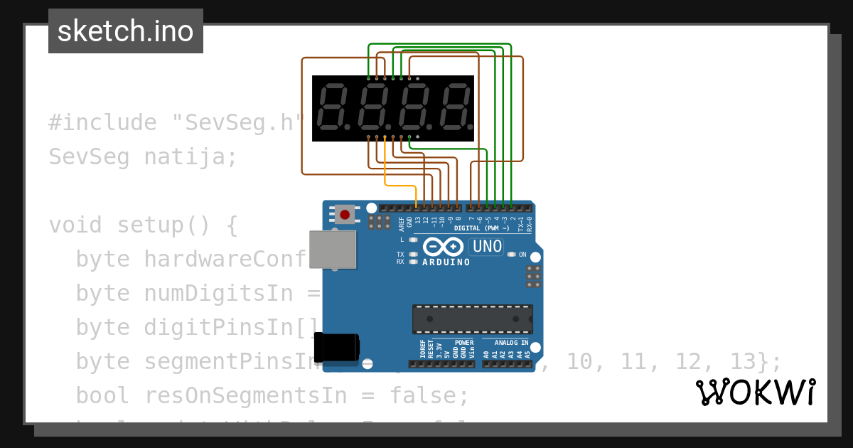7 Ta Etti Segmentli Indikator Wokwi Esp32 Stm32 Arduino Simulator
