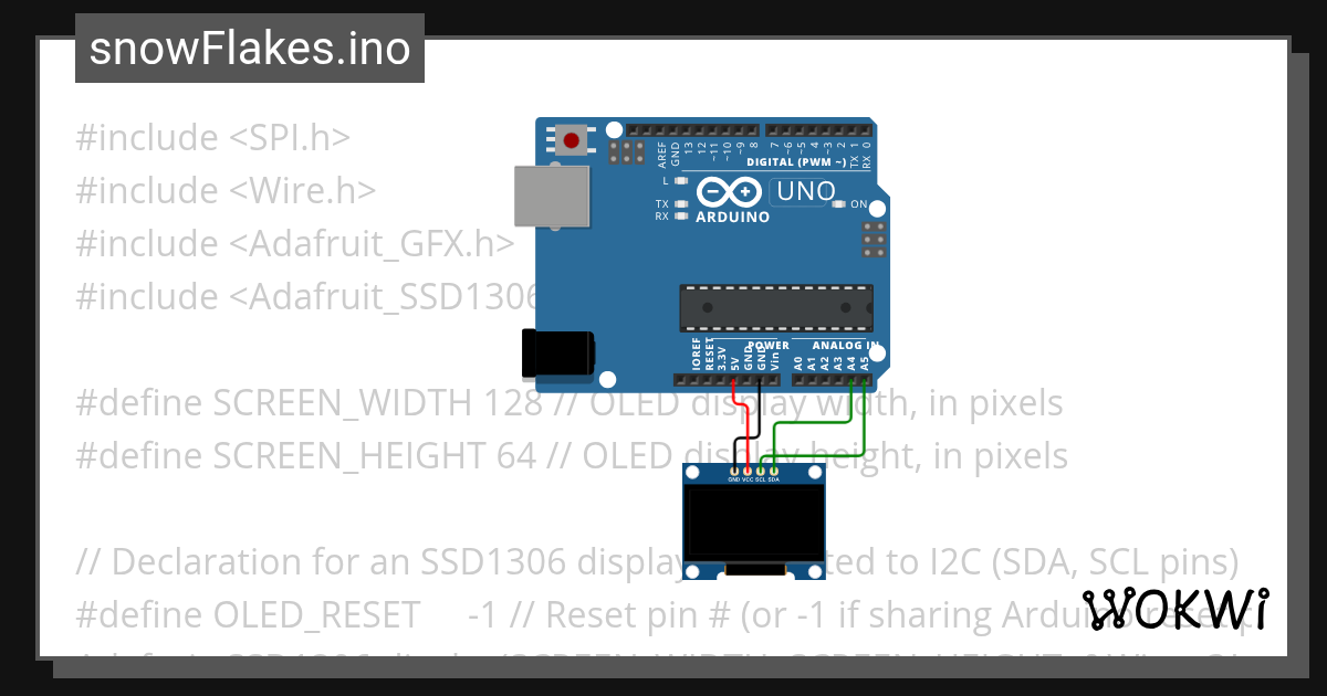 snowFlakes - Wokwi ESP32, STM32, Arduino Simulator