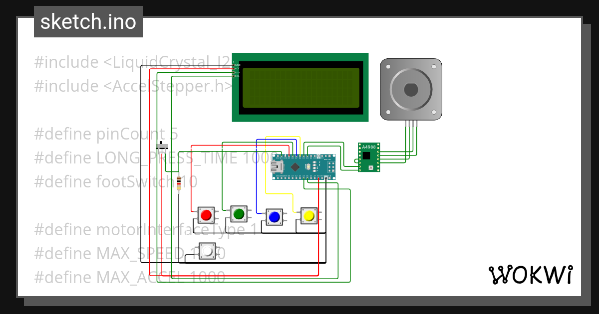 AccelStepper with Menu LCD 20X4 Button Debounce - Wokwi ESP32, STM32 ...