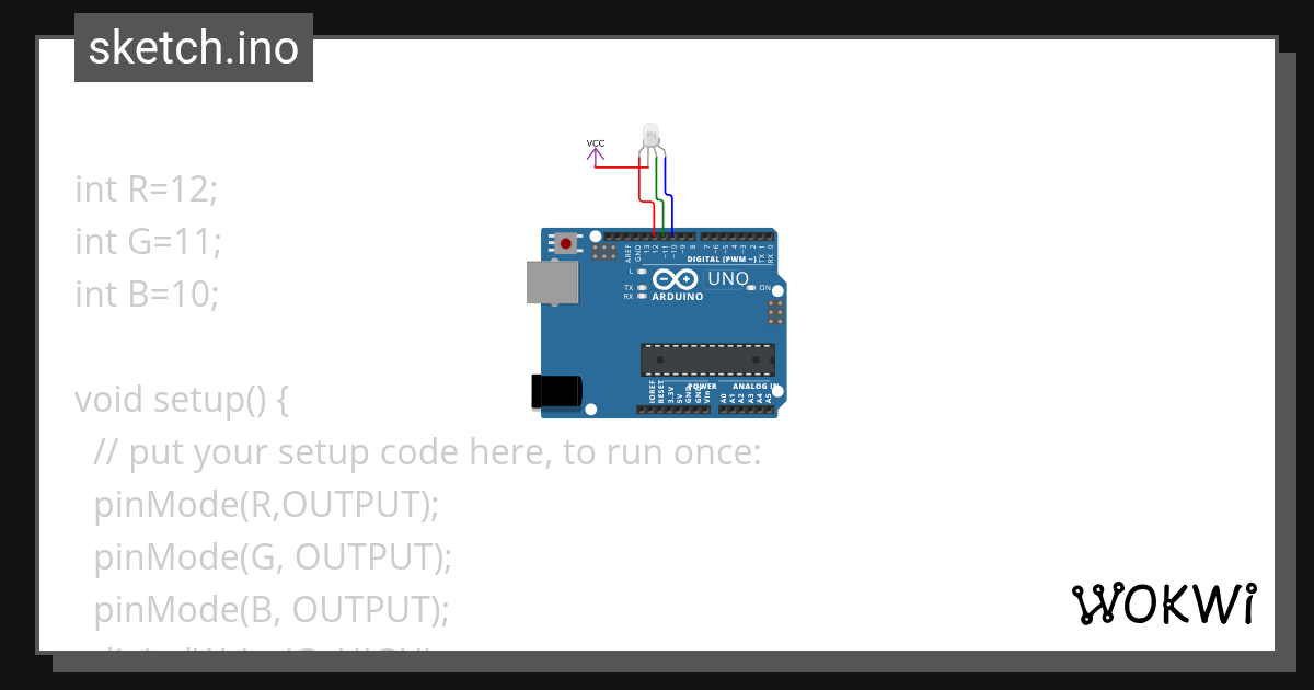 Simple RGB color controlling - Wokwi ESP32, STM32, Arduino Simulator