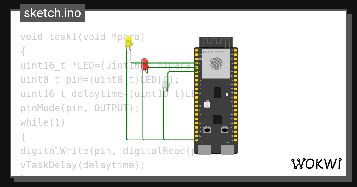 三色灯数组传参 Wokwi Esp32 Stm32 Arduino Simulator 