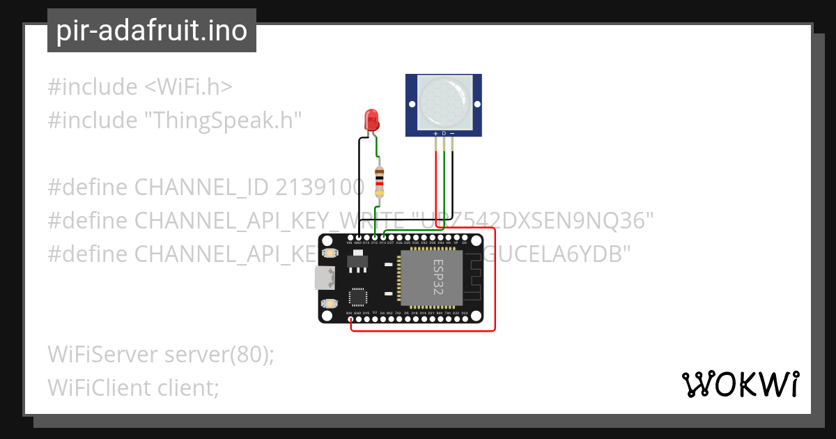 pir-adafruit.ino - Wokwi ESP32, STM32, Arduino Simulator