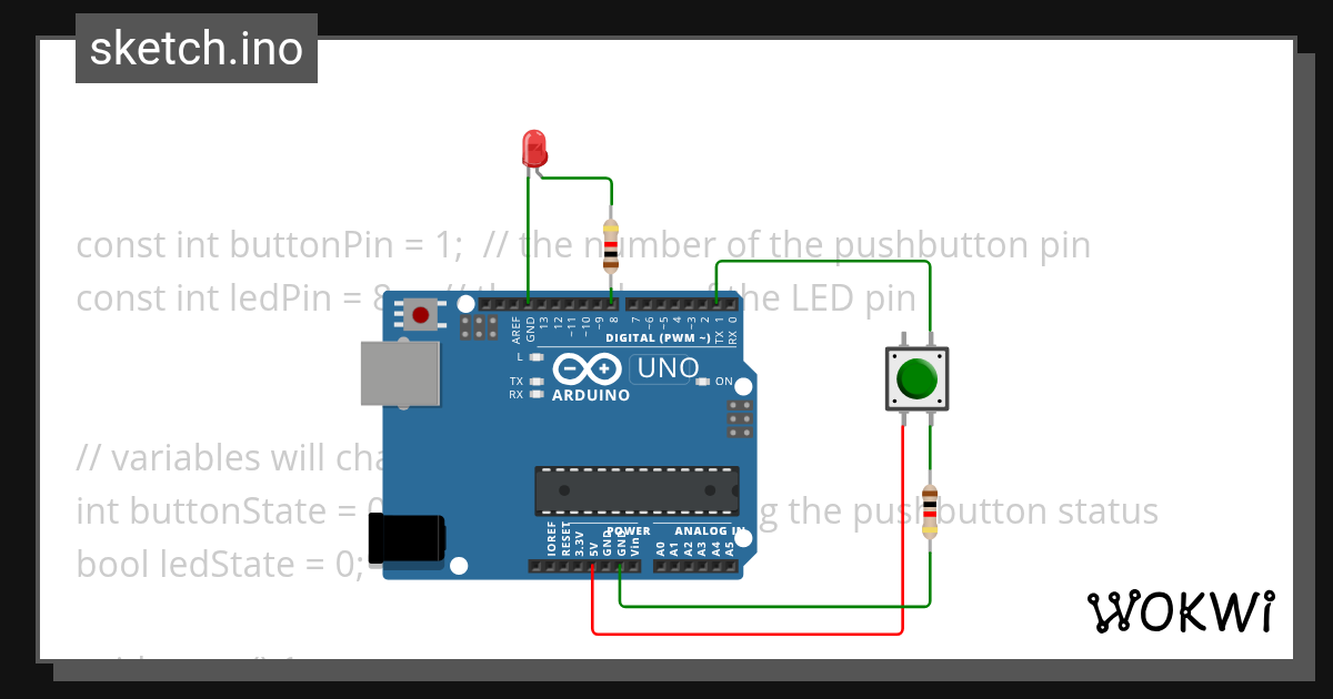 Bottone con memoria - Wokwi ESP32, STM32, Arduino Simulator