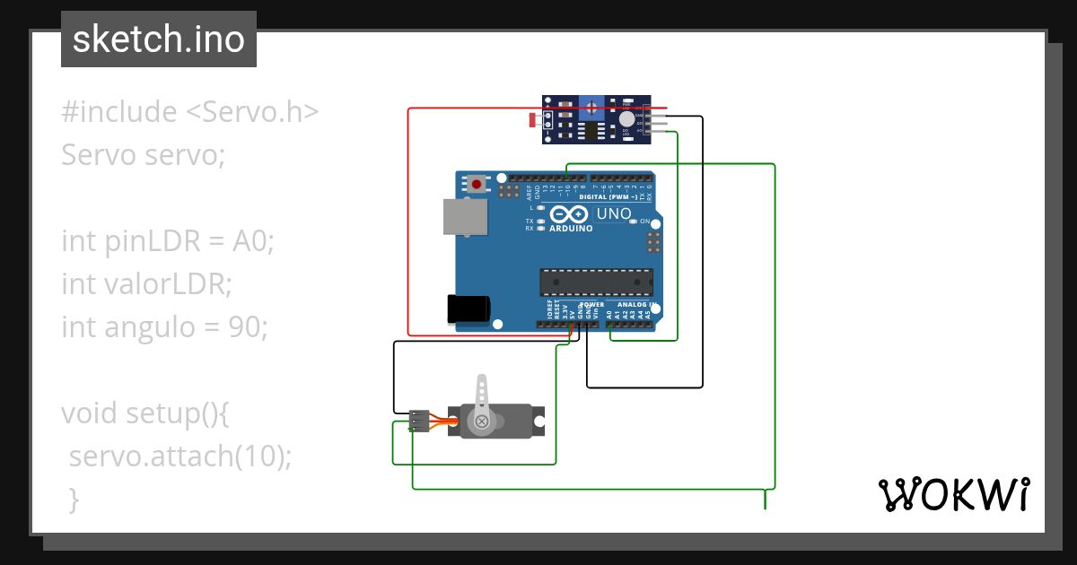 servomotor segun la luz LDR - Wokwi ESP32, STM32, Arduino Simulator servomotor segun la luz LDR - Wokwi ESP32, STM32, Arduino Simulator
