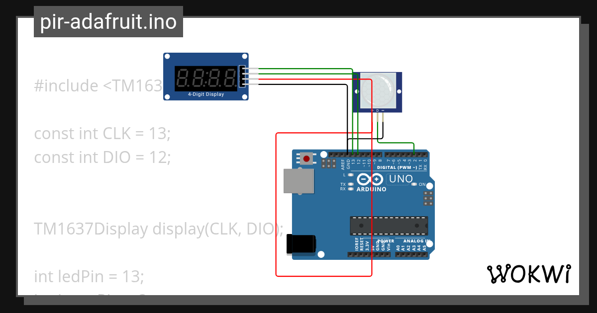 Pir And 7 Segement Wokwi Esp32 Stm32 Arduino Simulator 