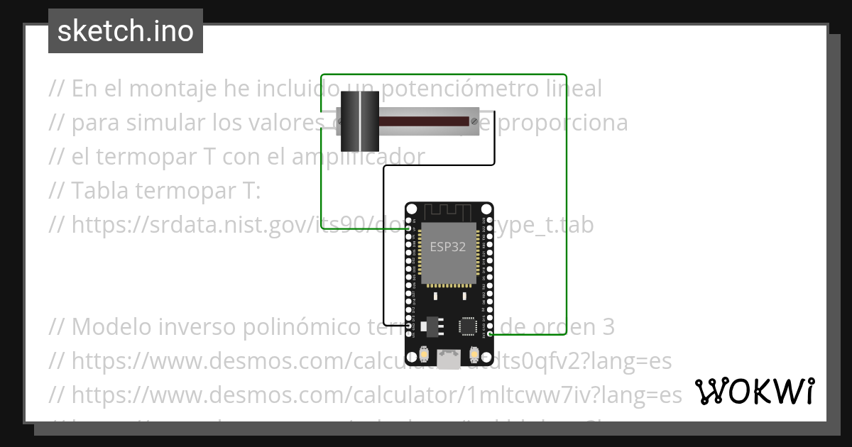 Termopar T - Wokwi ESP32, STM32, Arduino Simulator