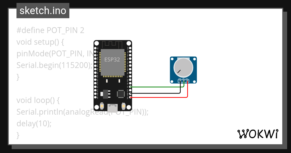 Potenciômetro Wokwi Esp32 Stm32 Arduino Simulator 