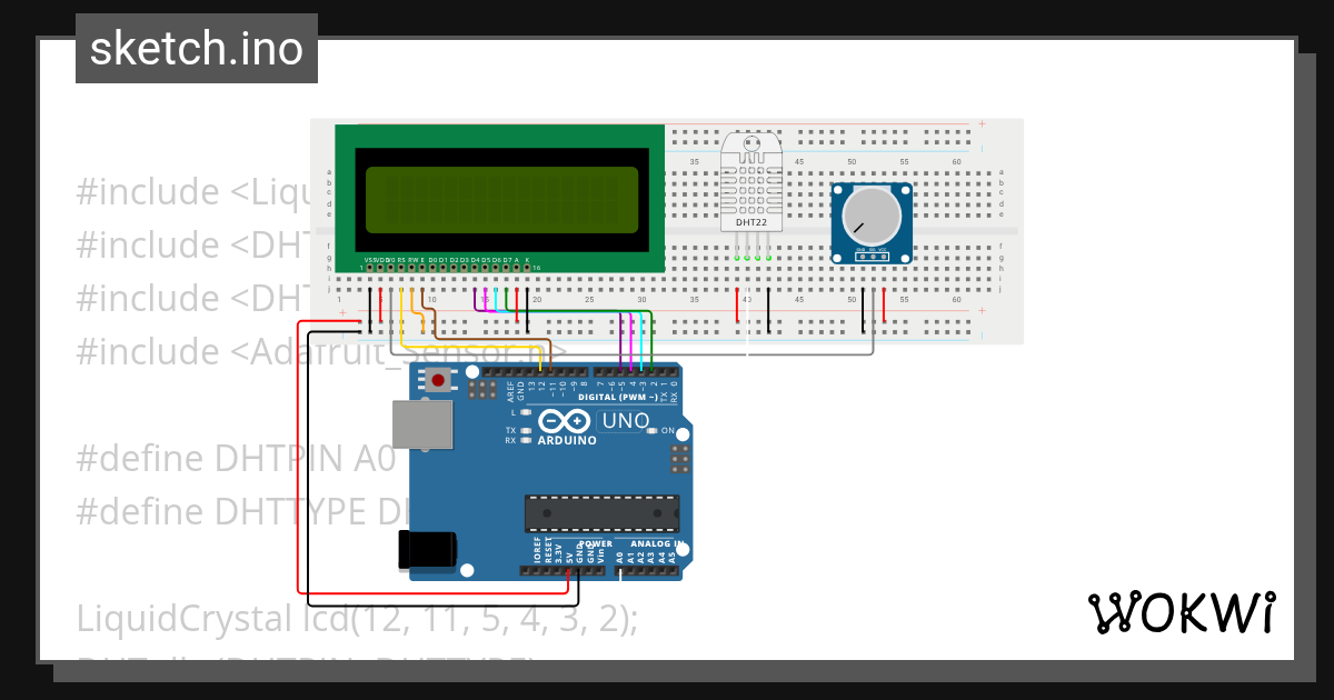 DHT22 + Display - Wokwi ESP32, STM32, Arduino Simulator