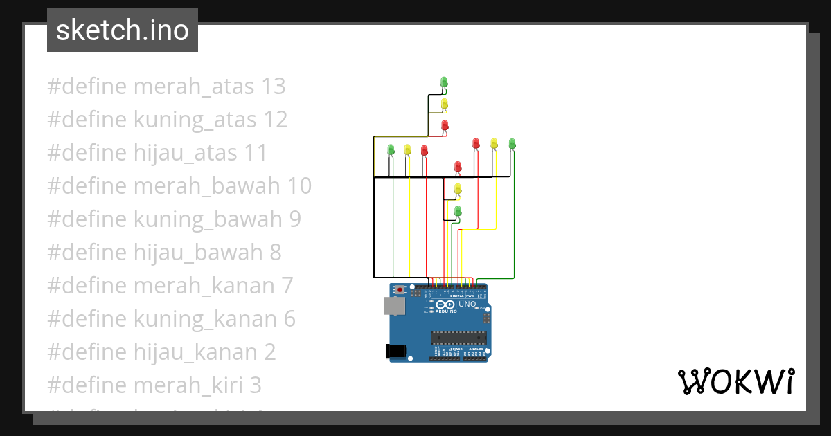 Lampu Lalu Lintas .ino - Wokwi ESP32, STM32, Arduino Simulator