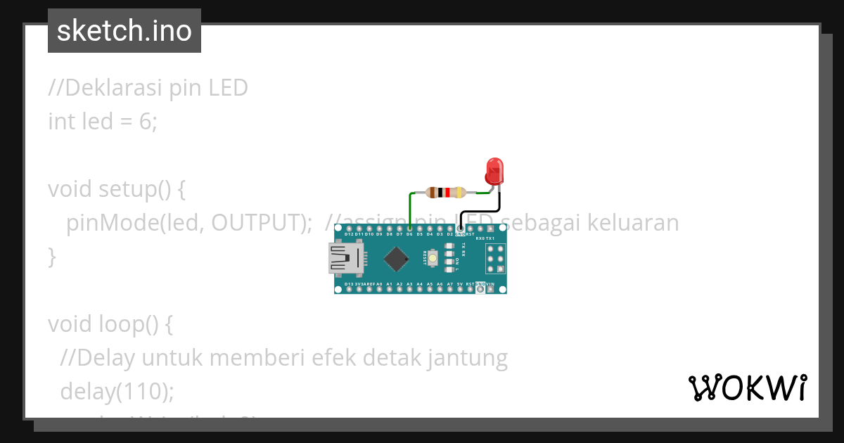 LED Fading Heartbeat - Wokwi ESP32, STM32, Arduino Simulator