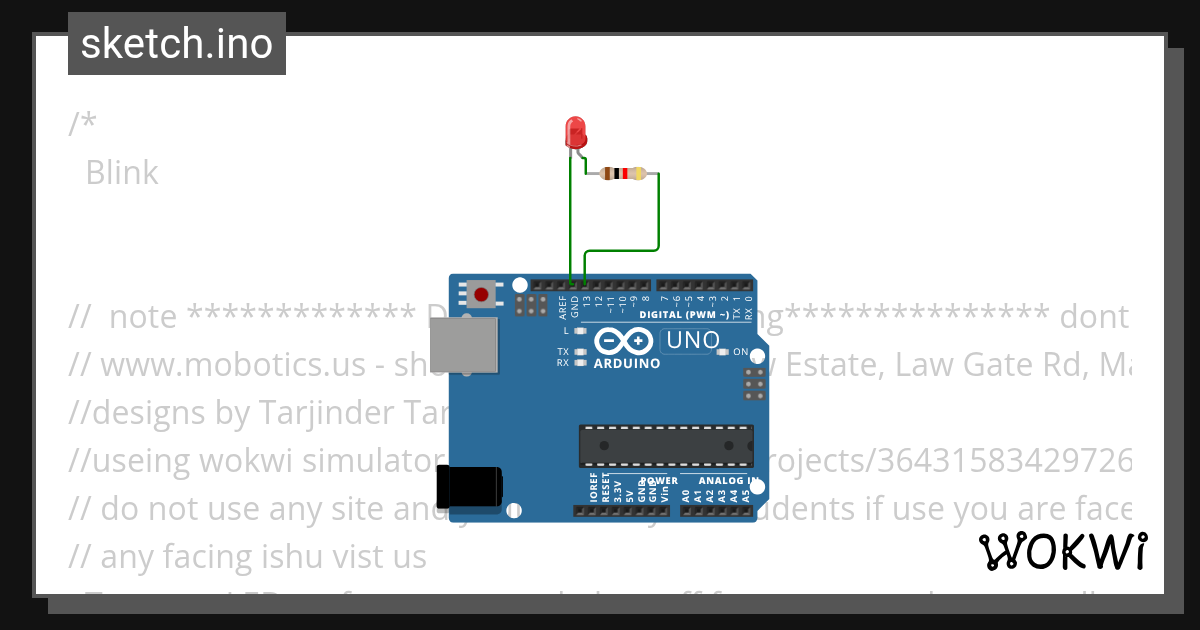 Blink Led Wokwi Esp32 Stm32 Arduino Simulator 1513