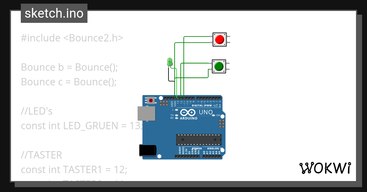 Zustandprogrammierung LED Ein/Aus - Wokwi ESP32, STM32, Arduino Simulator
