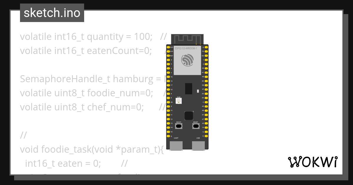 厨子和吃货 计数信号量 Wokwi Esp32 Stm32 Arduino Simulator 7377