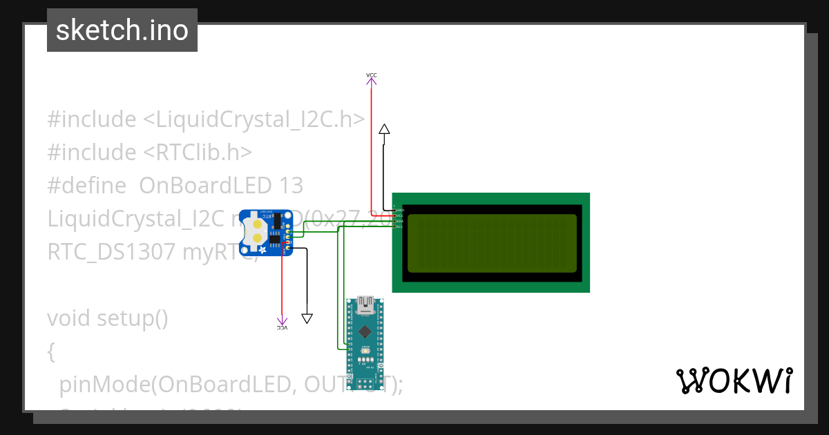 Nano_LCD_RTC - Wokwi ESP32, STM32, Arduino Simulator