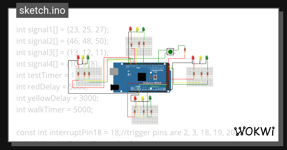 A model 4-way intersection traffic control system -Rohnit Copy - Wokwi ESP32, STM32, Arduino ...