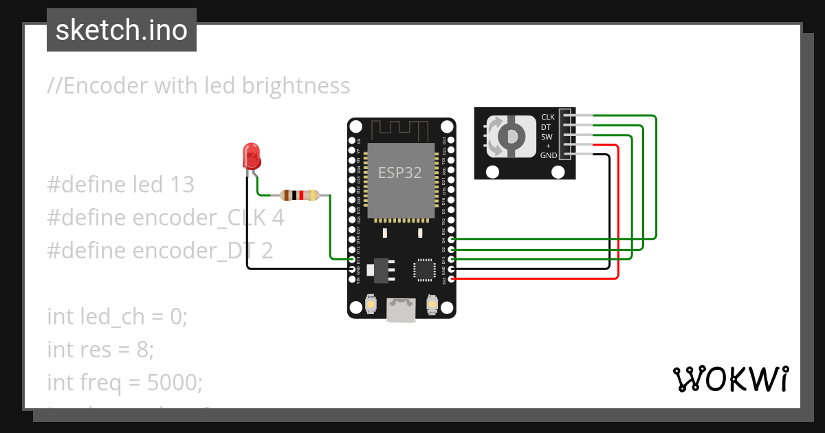 encoder and led - Wokwi ESP32, STM32, Arduino Simulator
