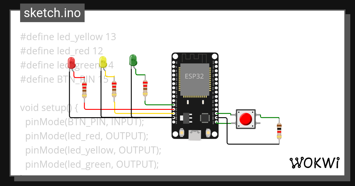 TUGAS 1, LAMPU LALU LINTAS Putri Sanya Sari - Wokwi ESP32, STM32, Arduino Simulator