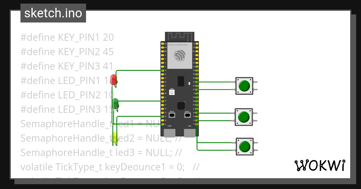 三个小灯 Wokwi Esp32 Stm32 Arduino Simulator 7997