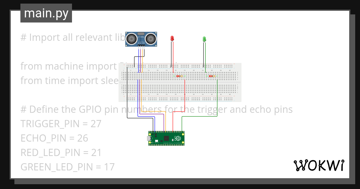R Pi Pico Ultrasonic Sensor - Wokwi ESP32, STM32, Arduino Simulator