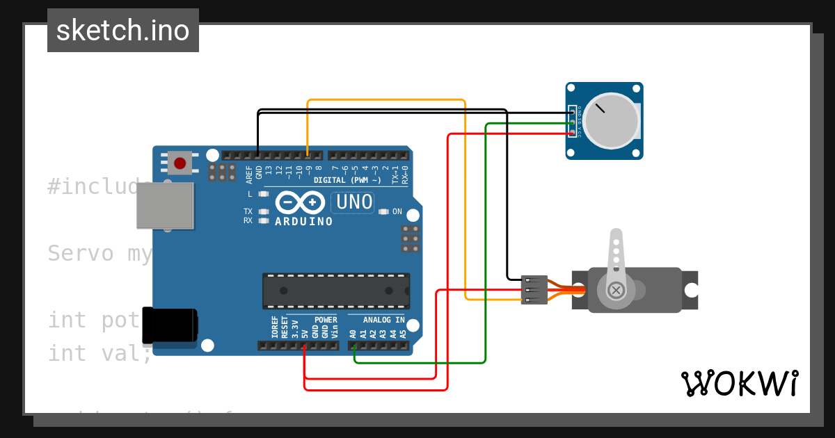 Potenciómetro Con Servomotor Wokwi Esp32 Stm32 Arduino Simulator
