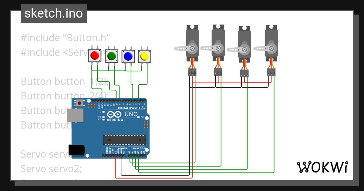 按键控制舵机6 Wokwi Esp32 Stm32 Arduino Simulator
