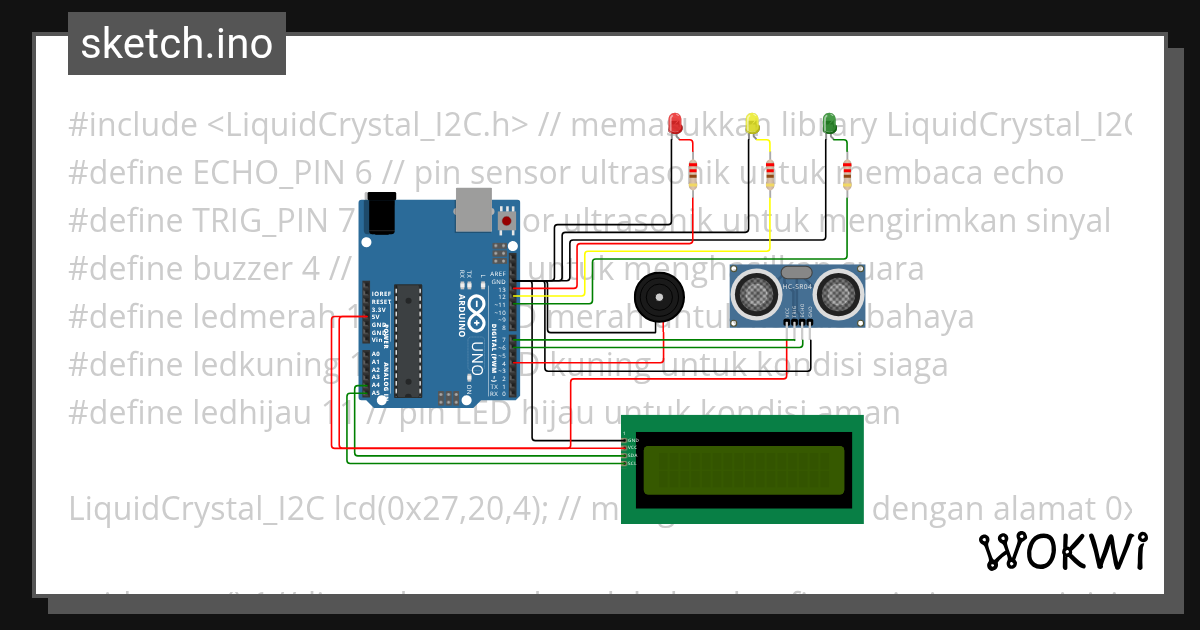 DETEKTOR BANJIR k.4 - Wokwi ESP32, STM32, Arduino Simulator
