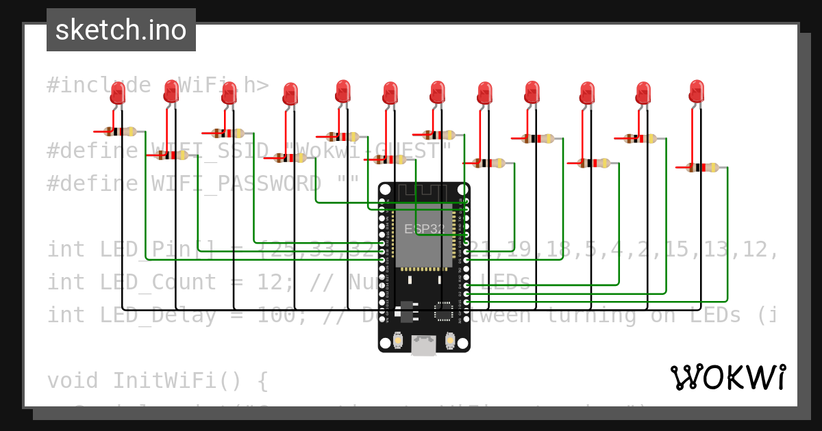 Esp32 Dengan Wifi 12 Led Wokwi Esp32 Stm32 Arduino Simulator 8184