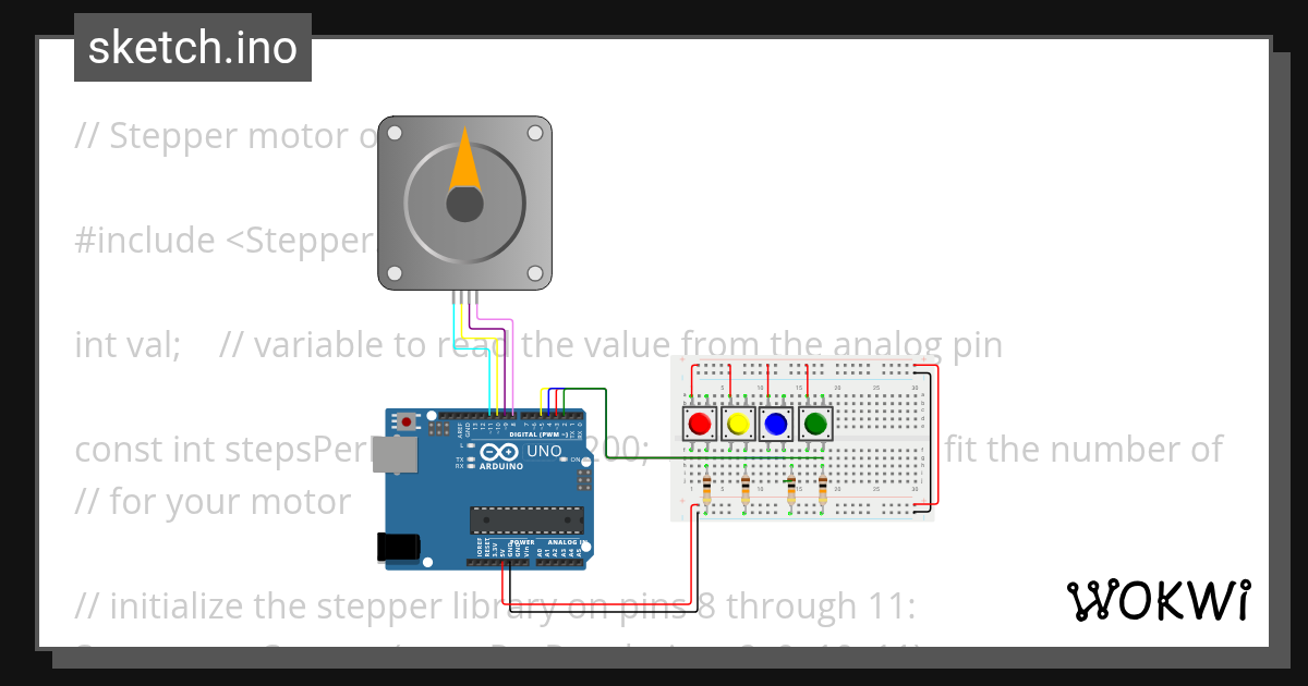 Aprendendo step motor - Wokwi ESP32, STM32, Arduino Simulator