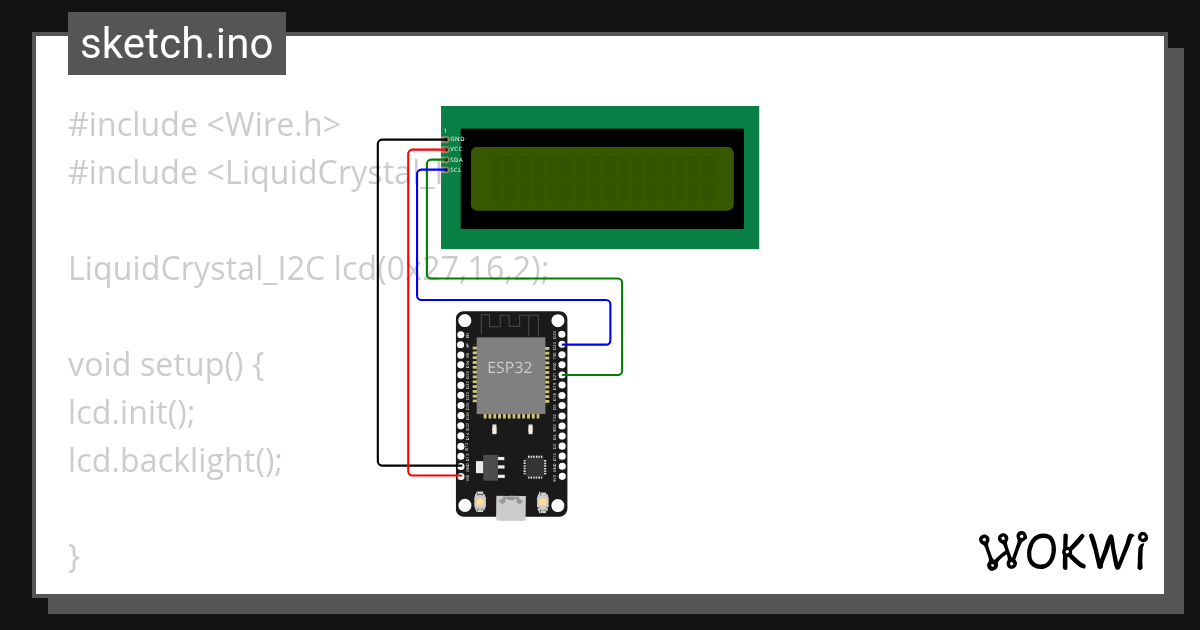 pantalla lcd hola 16x2 - Wokwi ESP32, STM32, Arduino Simulator