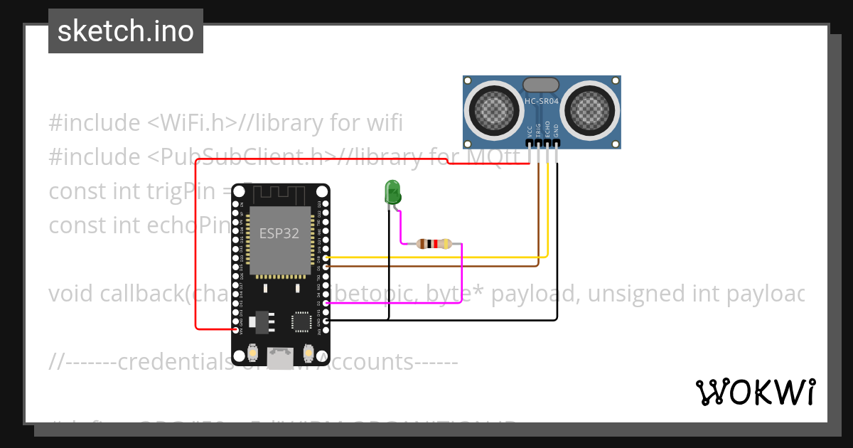 Detection the distance using ultrasonic sensor project in ESP32 Copy - Wokwi ESP32, STM32 ...