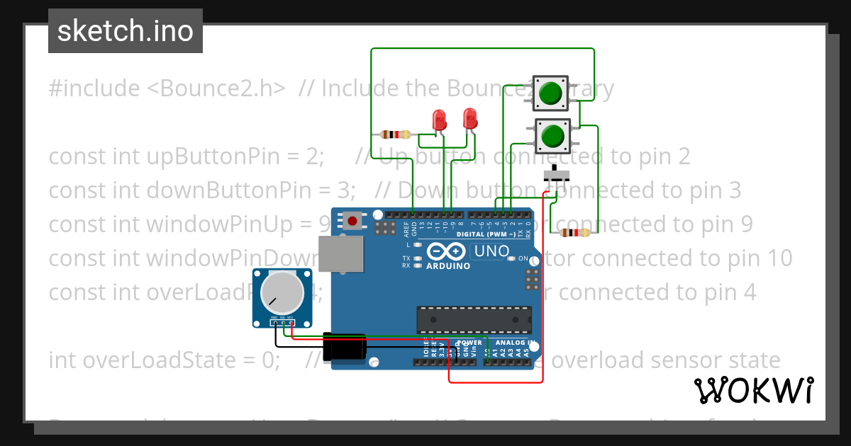 Car Window control mod - Wokwi ESP32, STM32, Arduino Simulator