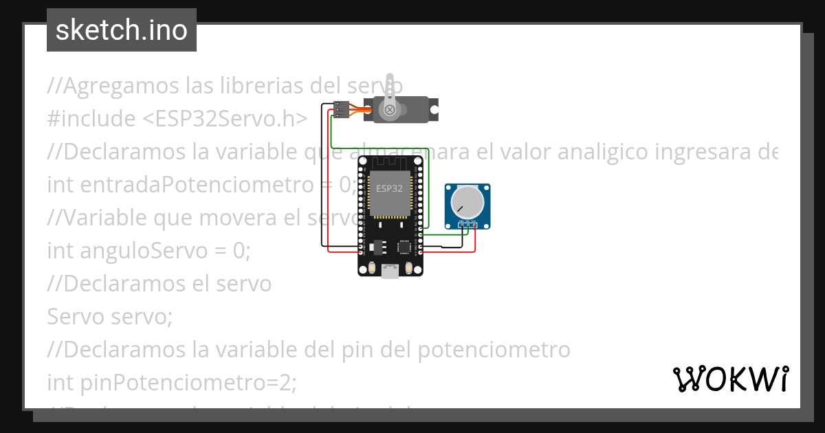 Servo motor con potenciometro - Wokwi ESP32, STM32, Arduino Simulator